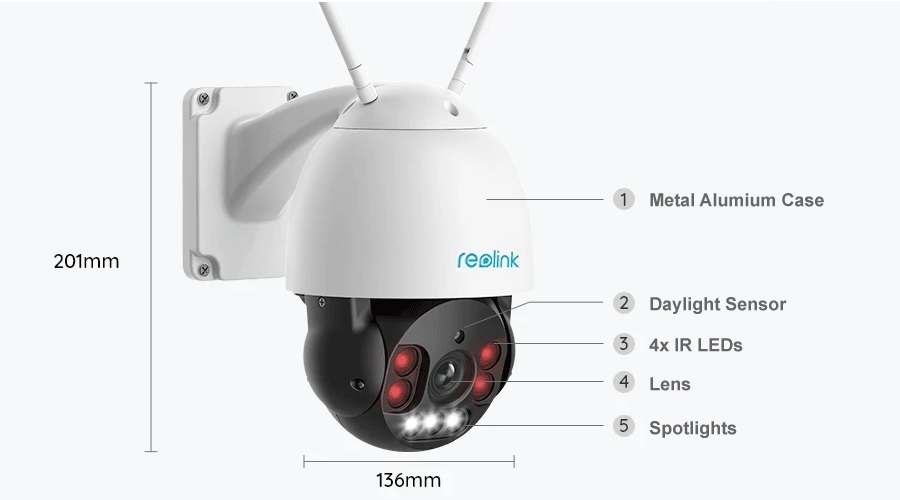 Reolink RLC-523WA PTZ Camera 5mp - 12v WiFi - Stemar Shop