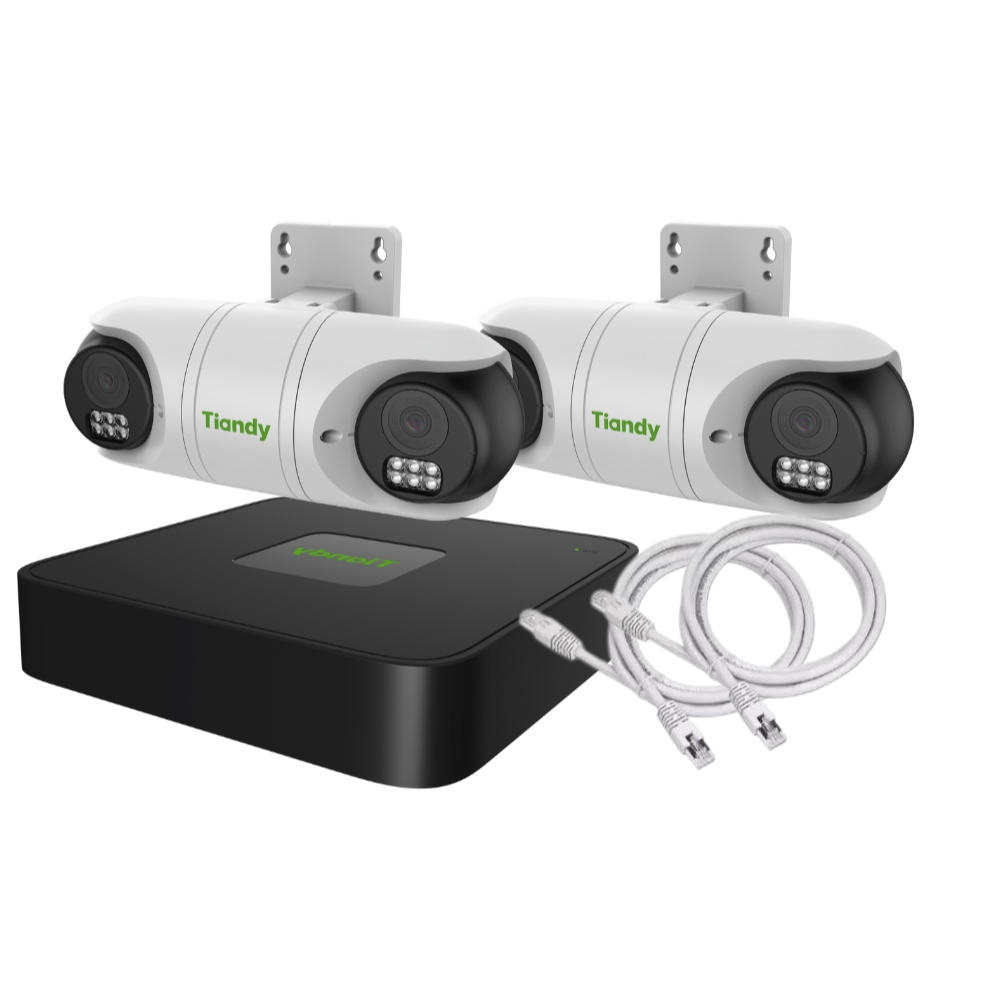 Tiandy 8-Channel PoE NVR Kit with 2 × OMNI Dual-Lens Cameras & 1TB HDD - Stemar Shop